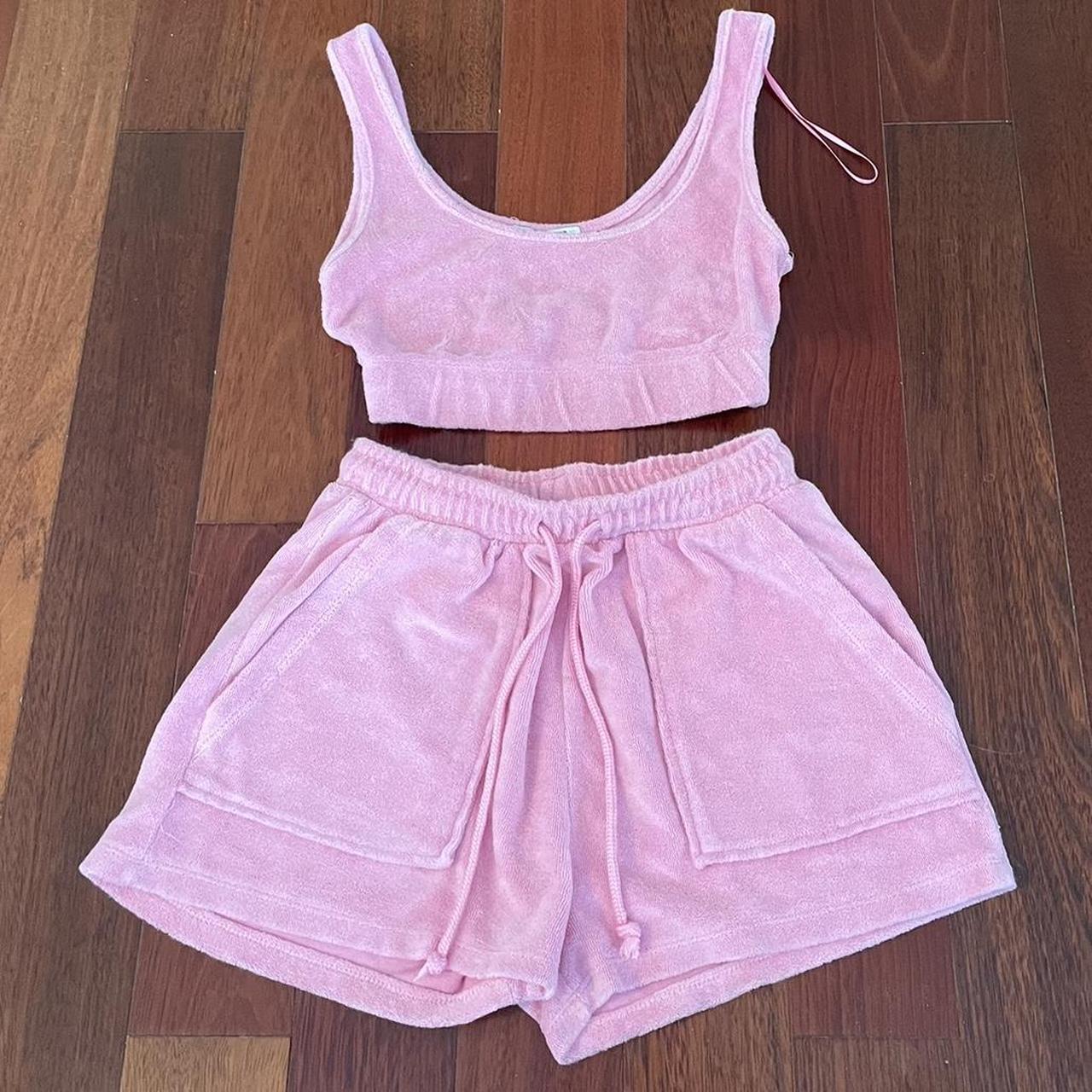 ZARA two piece pink lounge set. Terry cloth... - Depop