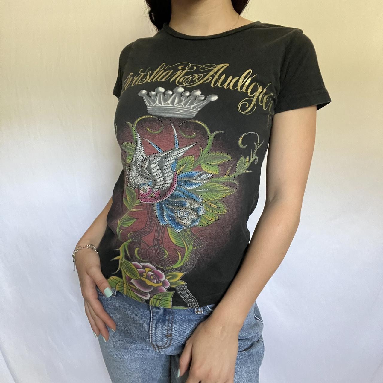Vintage Ed Hardy Baby Tee Size: small... - Depop