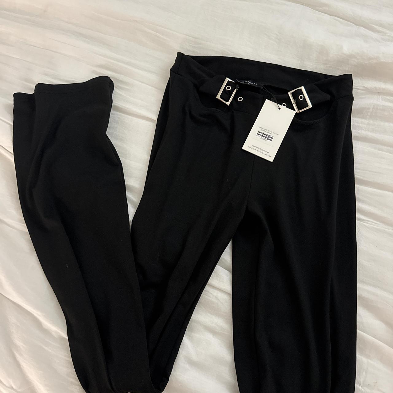 Never worn outcast flare pants with buckle detail... | Depop