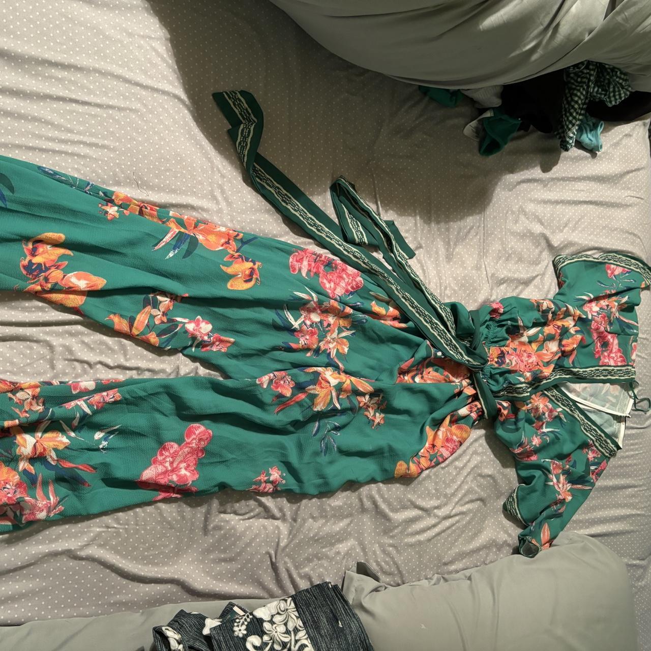 Green flower jumpsuit from tjmax #tjmax #jumpsuit... - Depop