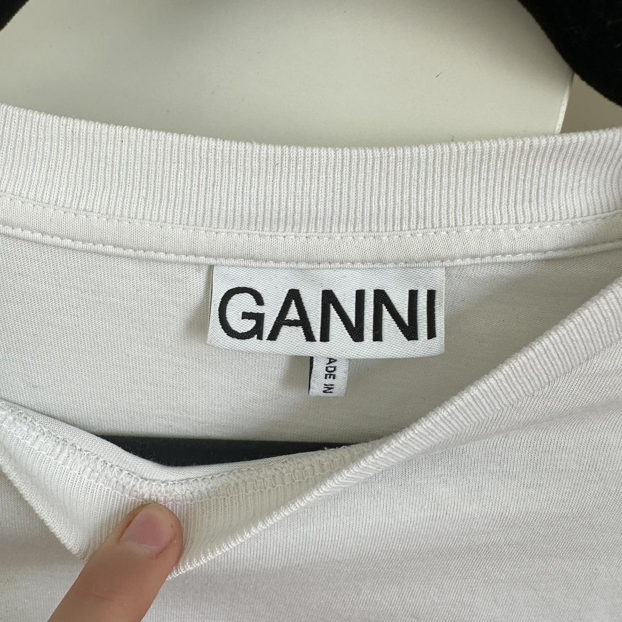 Ganni T Shirt - size medium. White with red print.... - Depop