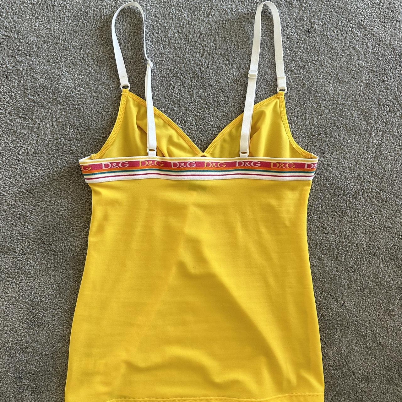 Dolce and Gabana yellow cami top with rainbow trim... - Depop