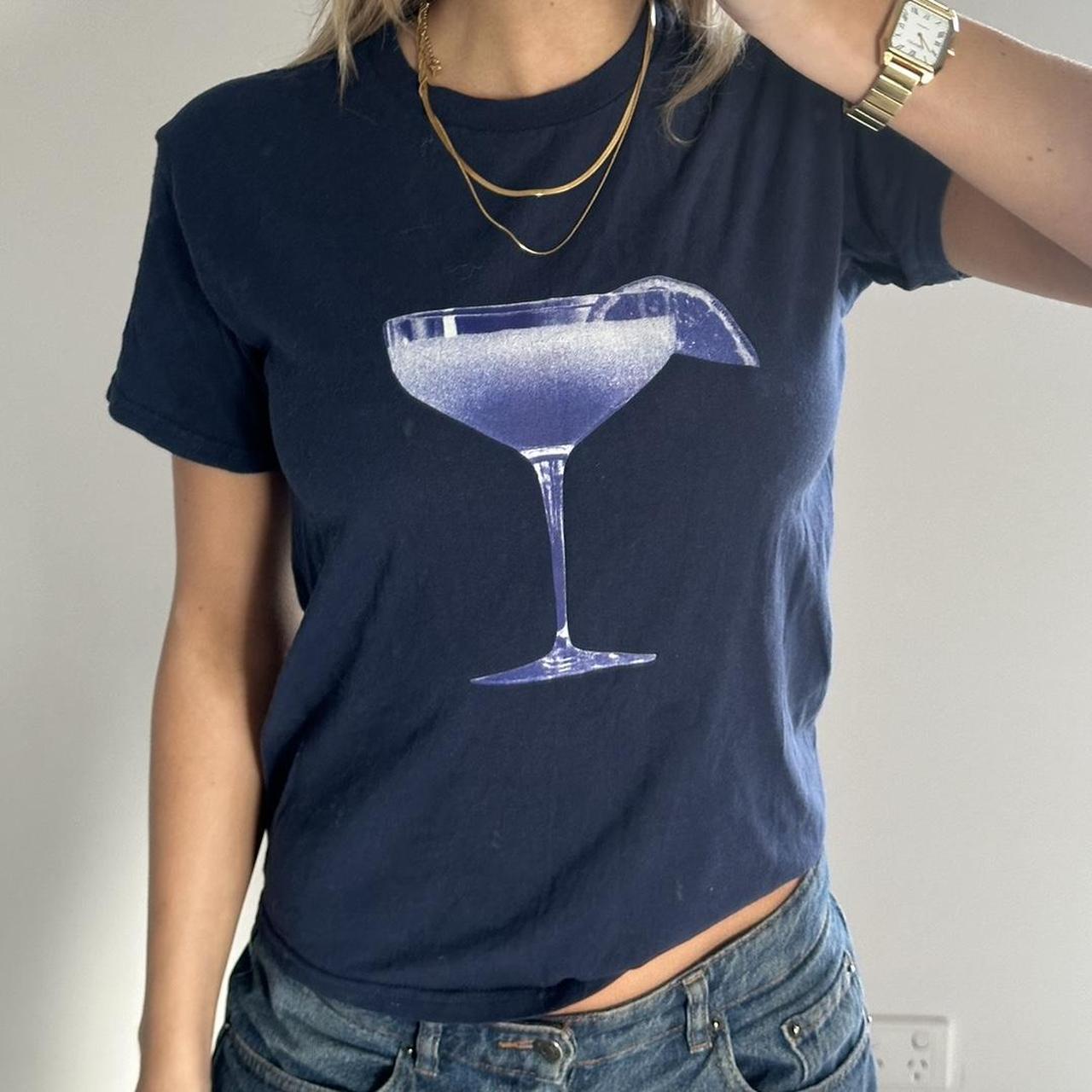 In print we trust martini tee Navy blue. Size... - Depop
