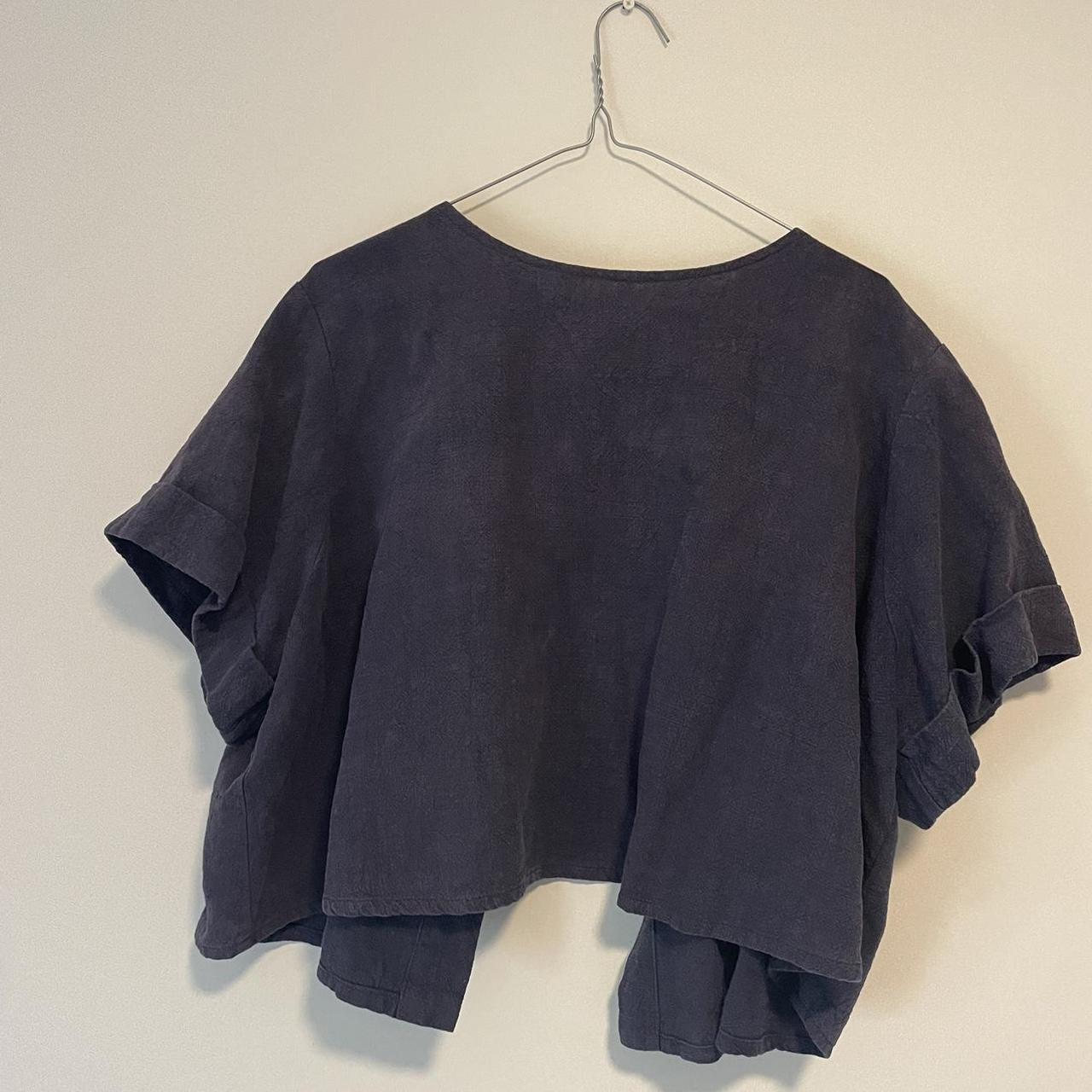 Kuwaii navy shirt can be worn both ways (buttons at... - Depop