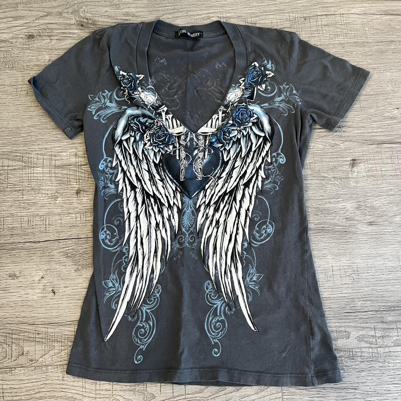 emo grunge y2k brad butter affliction style with... - Depop