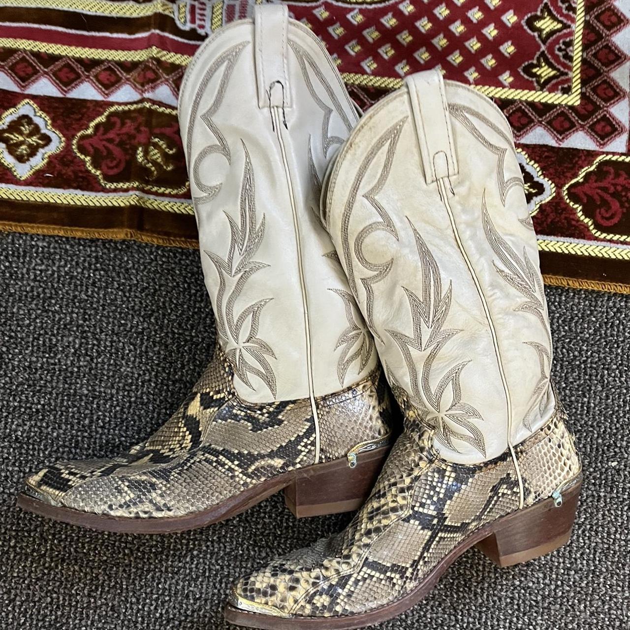 Vintage Dan Post Cowboy Western Snake Python Leather... - Depop