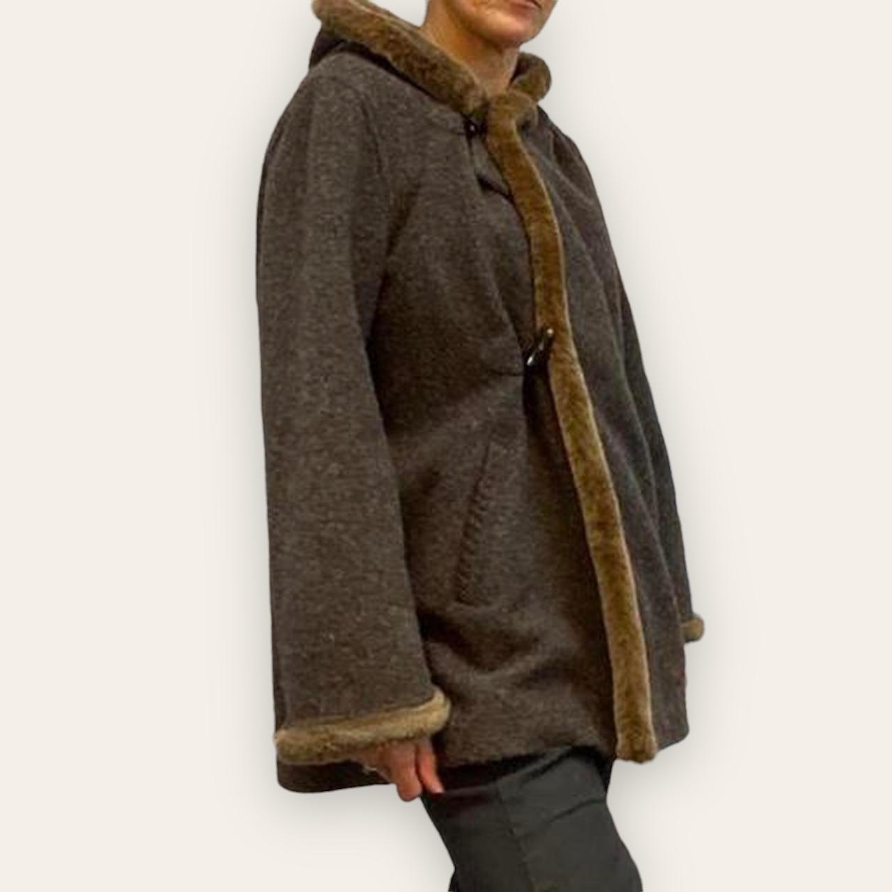 Hooded Toggle Closures Jacket. Wool Blend w/ Faux... - Depop