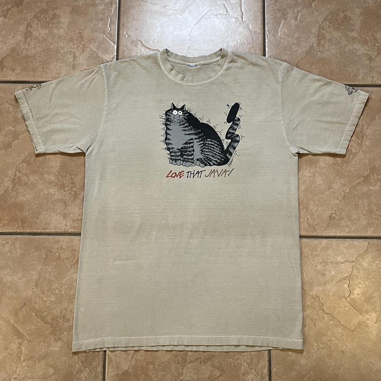 90s Vintage Kliban cat shirt Love that Java... - Depop