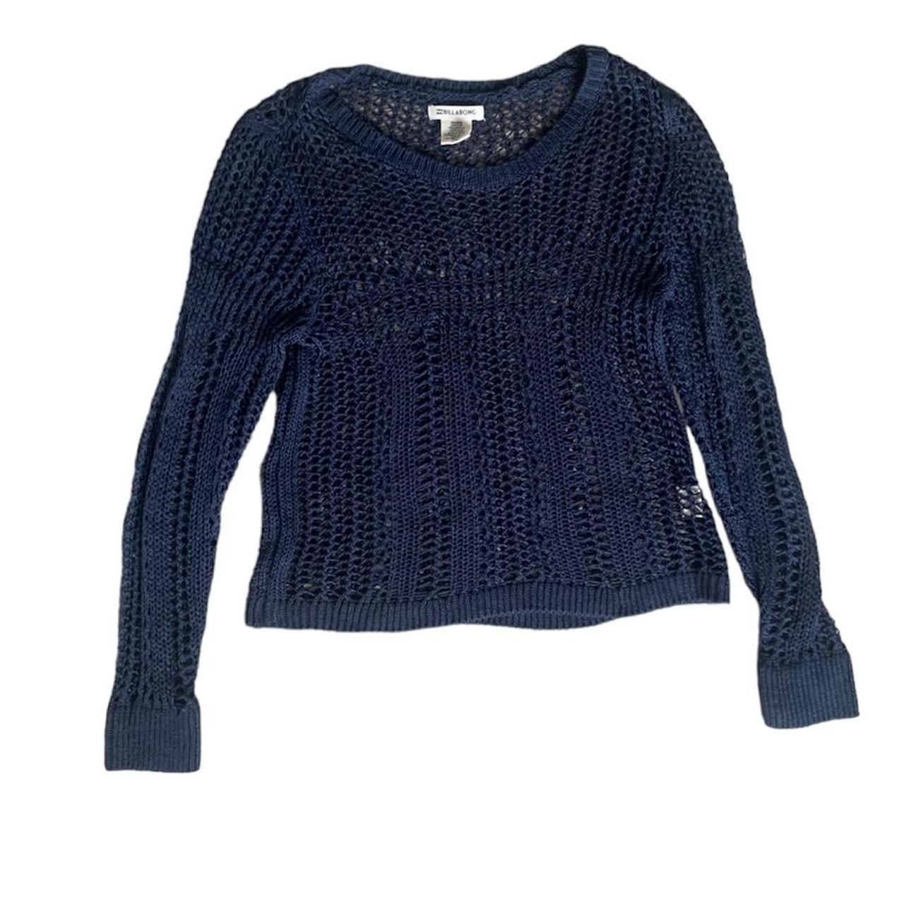 knitted fishnet navy blue top! very cute would be... - Depop