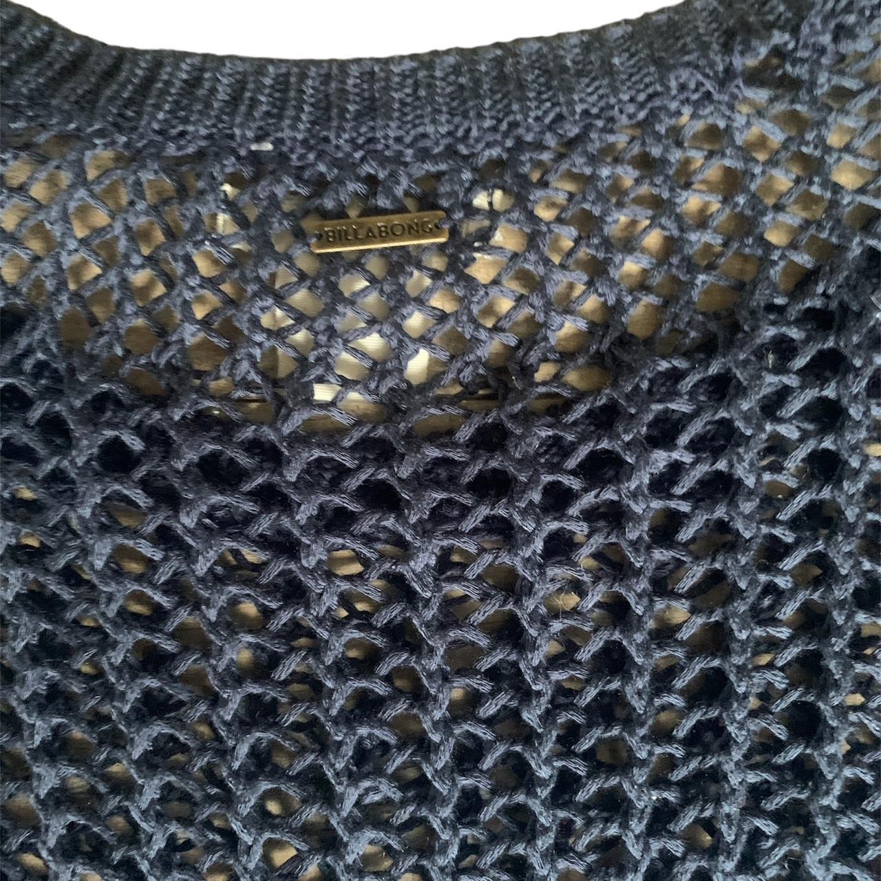 knitted fishnet navy blue top! very cute would be... - Depop