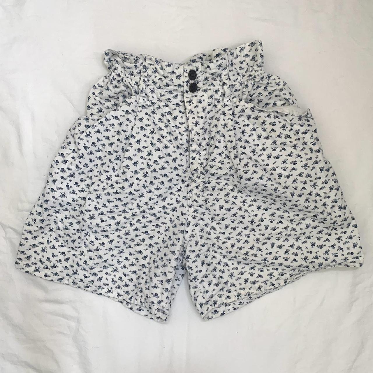 vintage Bongo white paper bag shorts with blue... | Depop