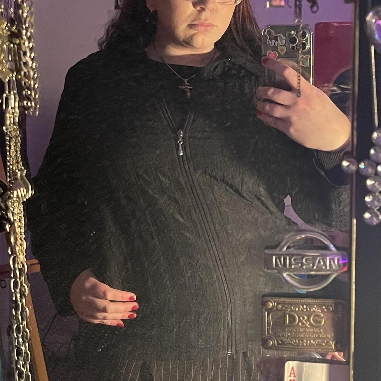 swag grid/crocodile textured black jacket! Tagged... - Depop