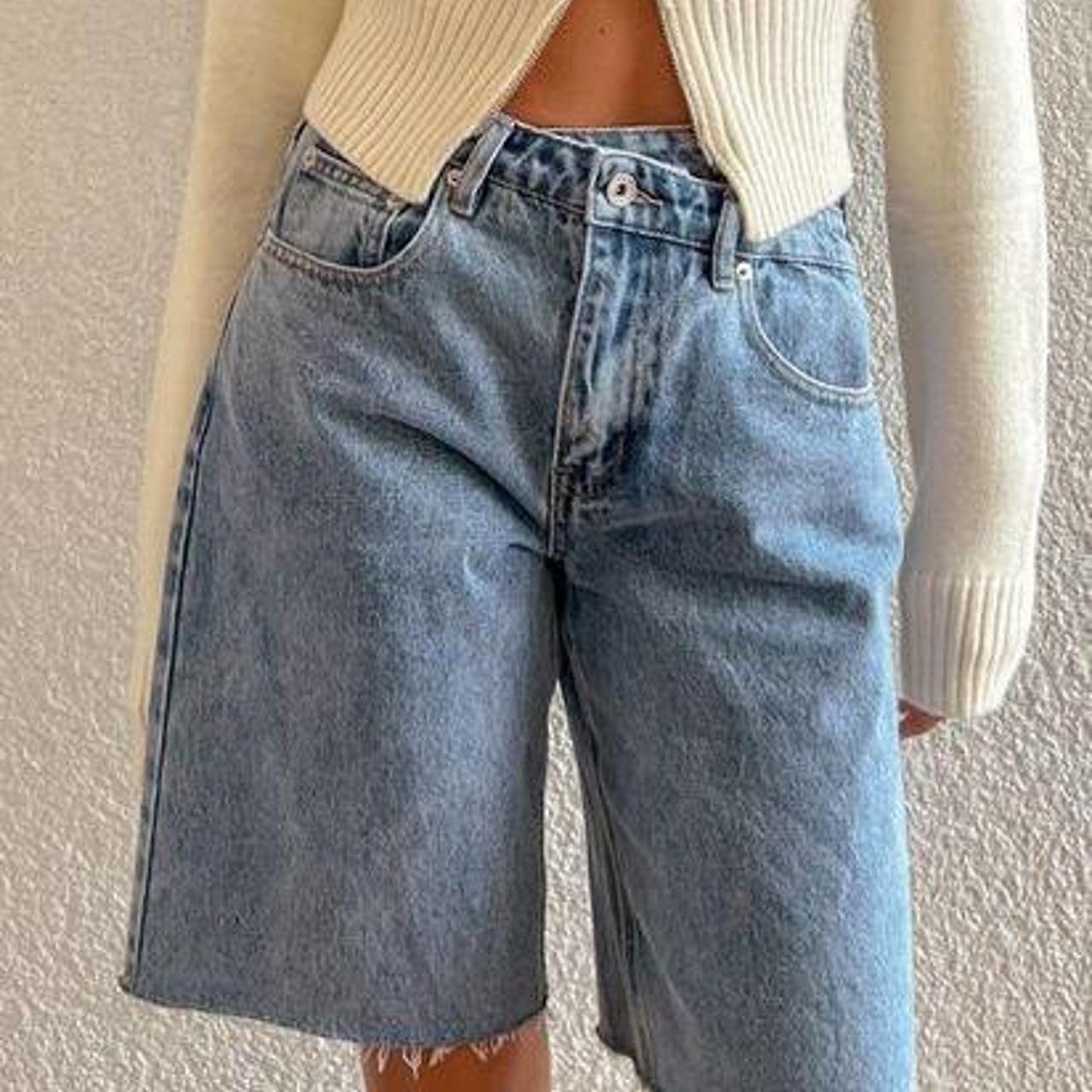 denim jorts size xs (6) really nice true denim... - Depop