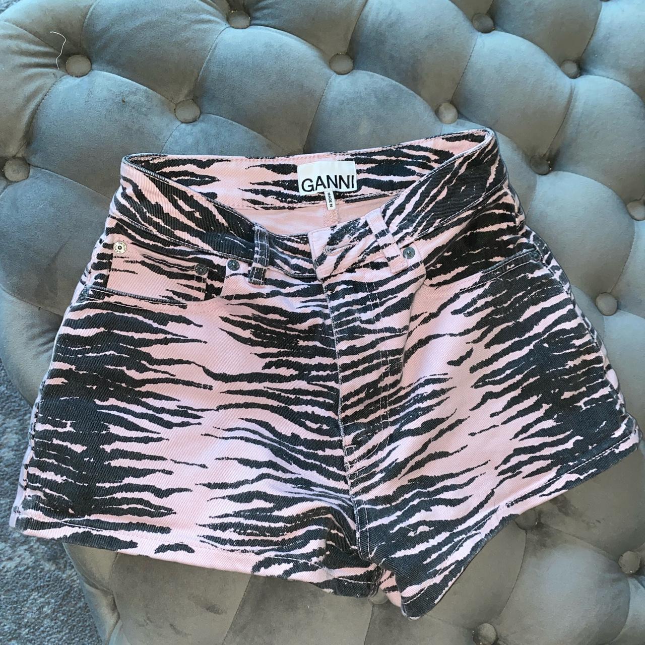 Ganni pink and black zebra print shorts Only worn once - Depop