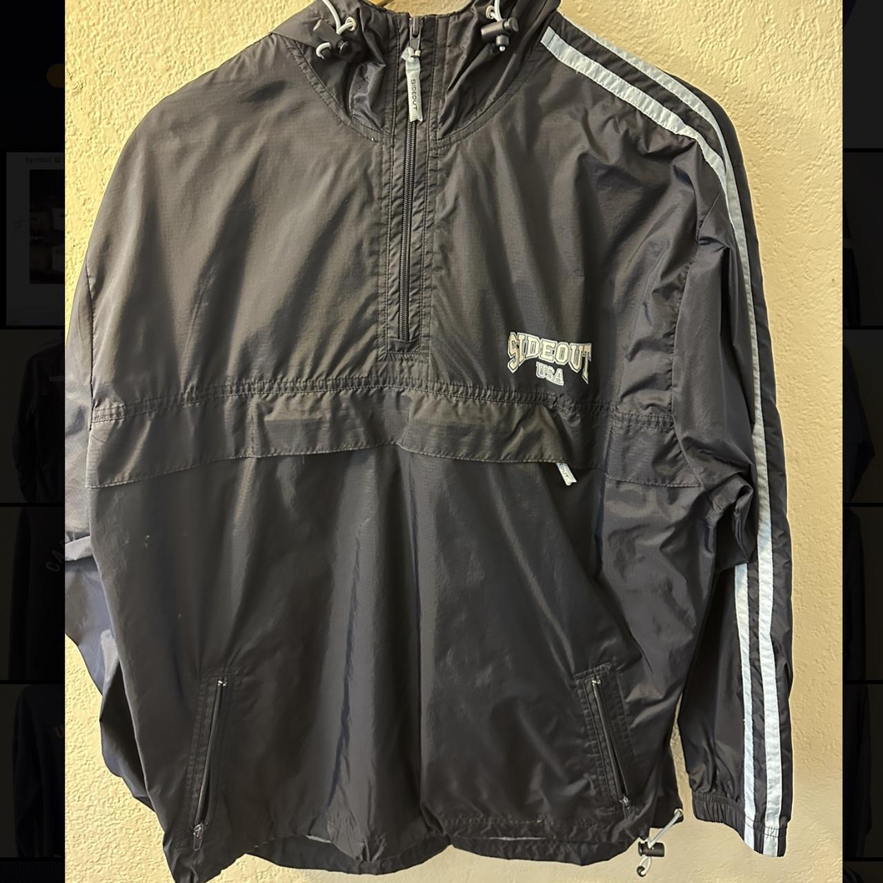 L Blue Light Blue Quarter Zip Windbreaker “SIDEOUT” - Depop