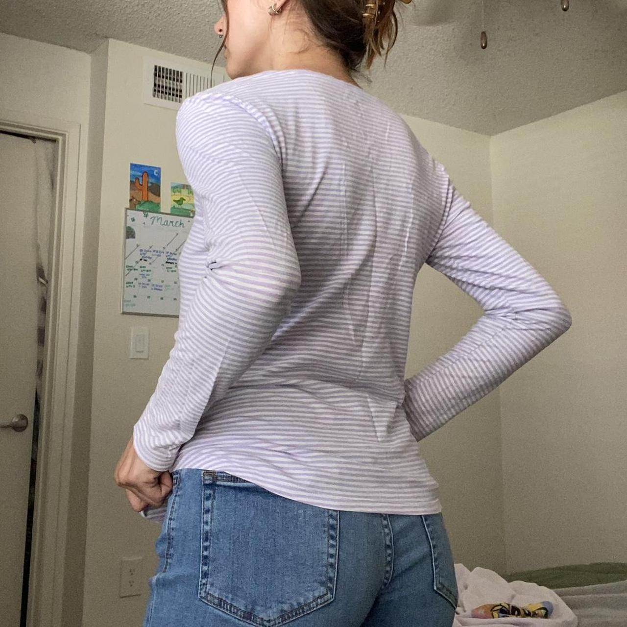 Old Navy Women's Purple and White T-shirt | Depop