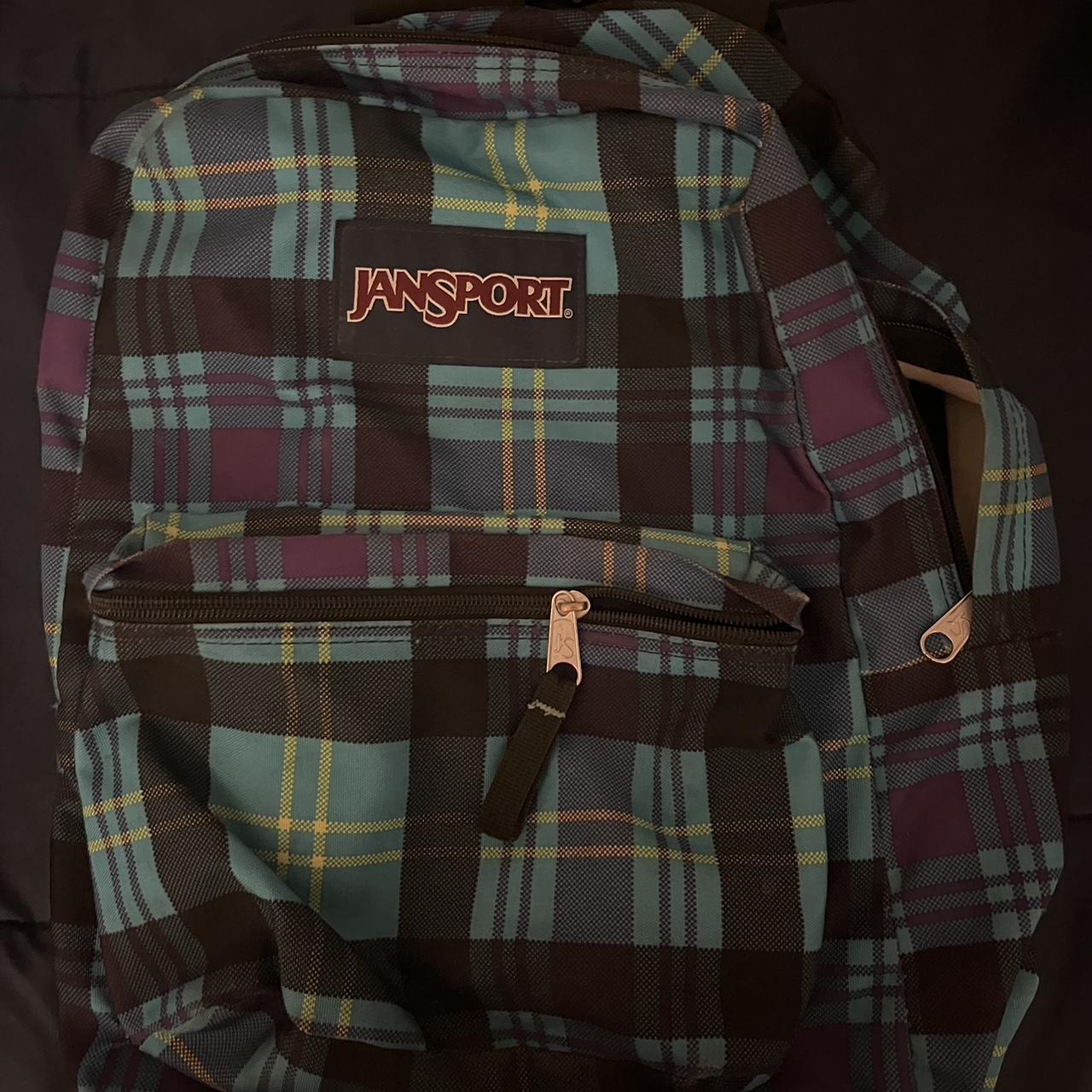 Plaid Jansport backpack from the early 2000’s... - Depop