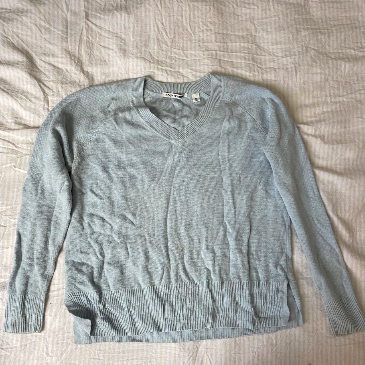 Country road baby blue knit jumper. A few small... | Depop