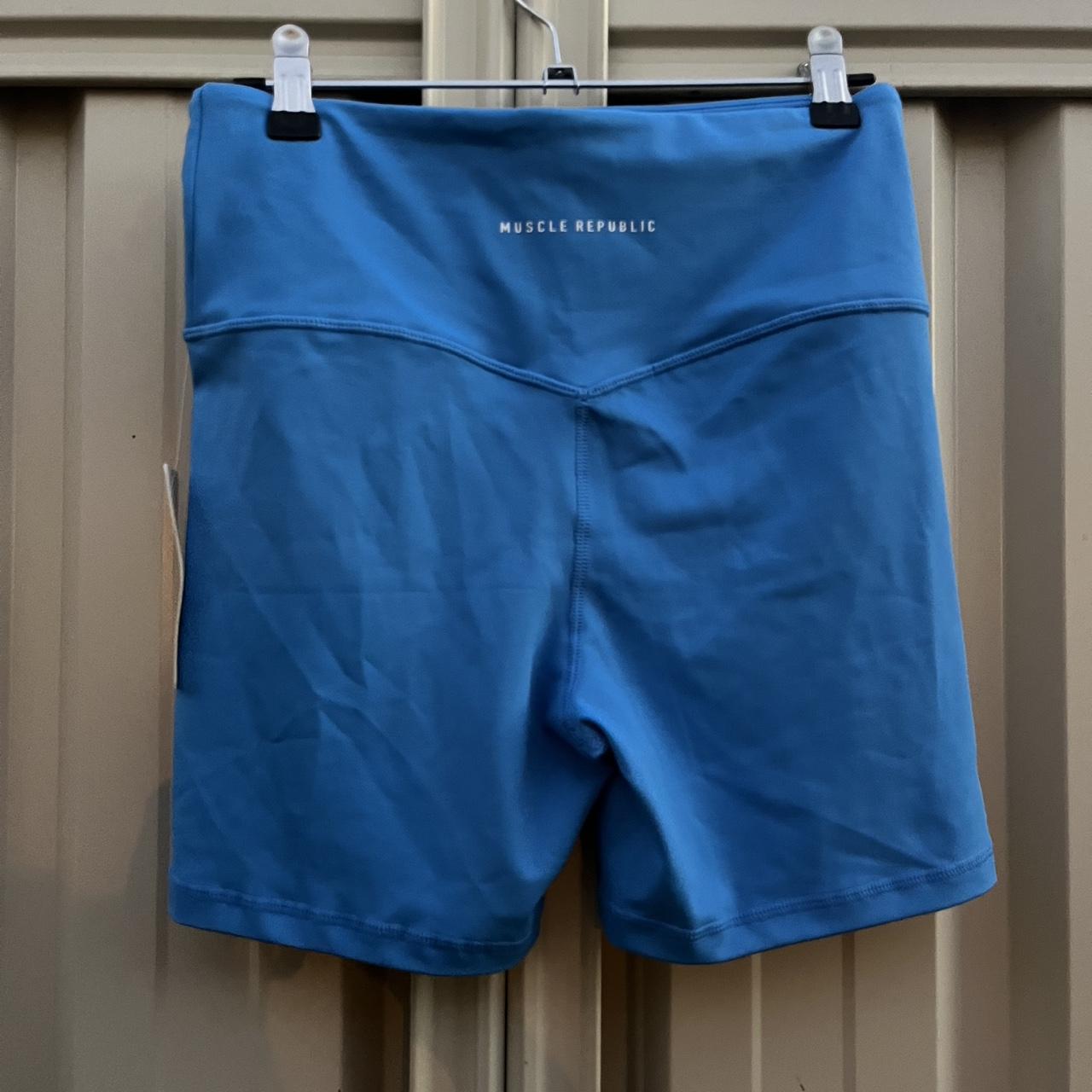 Muscle Republic bright blue bike shorts - Depop