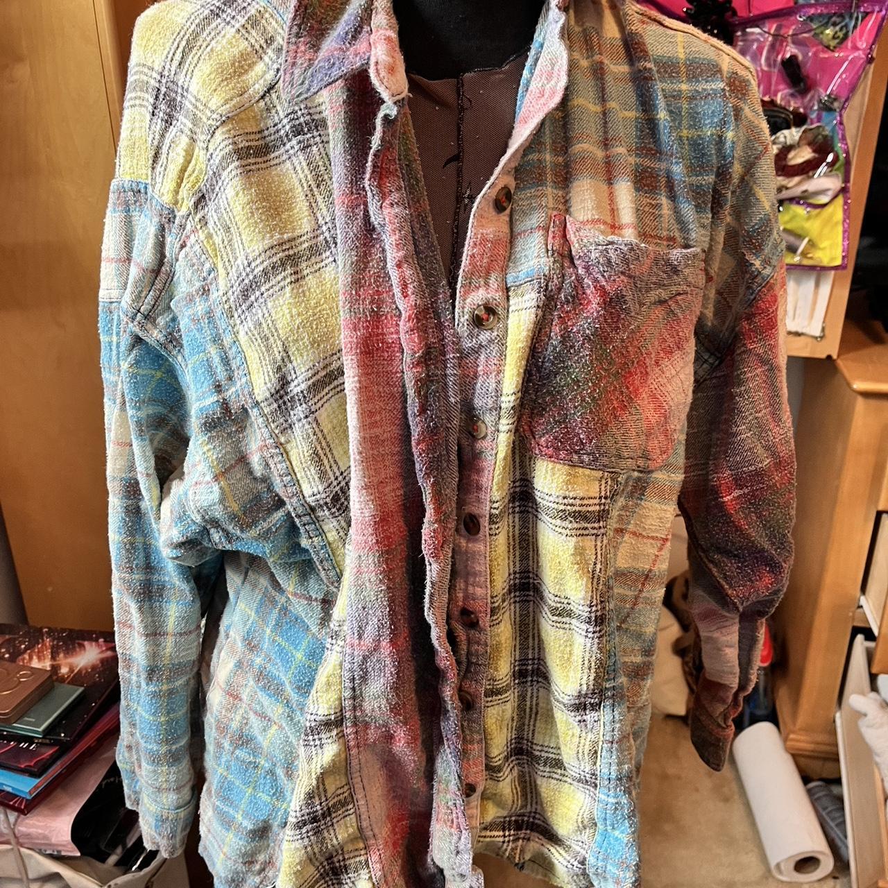 Multi-coloured BDG flannel shirt Please message... | Depop