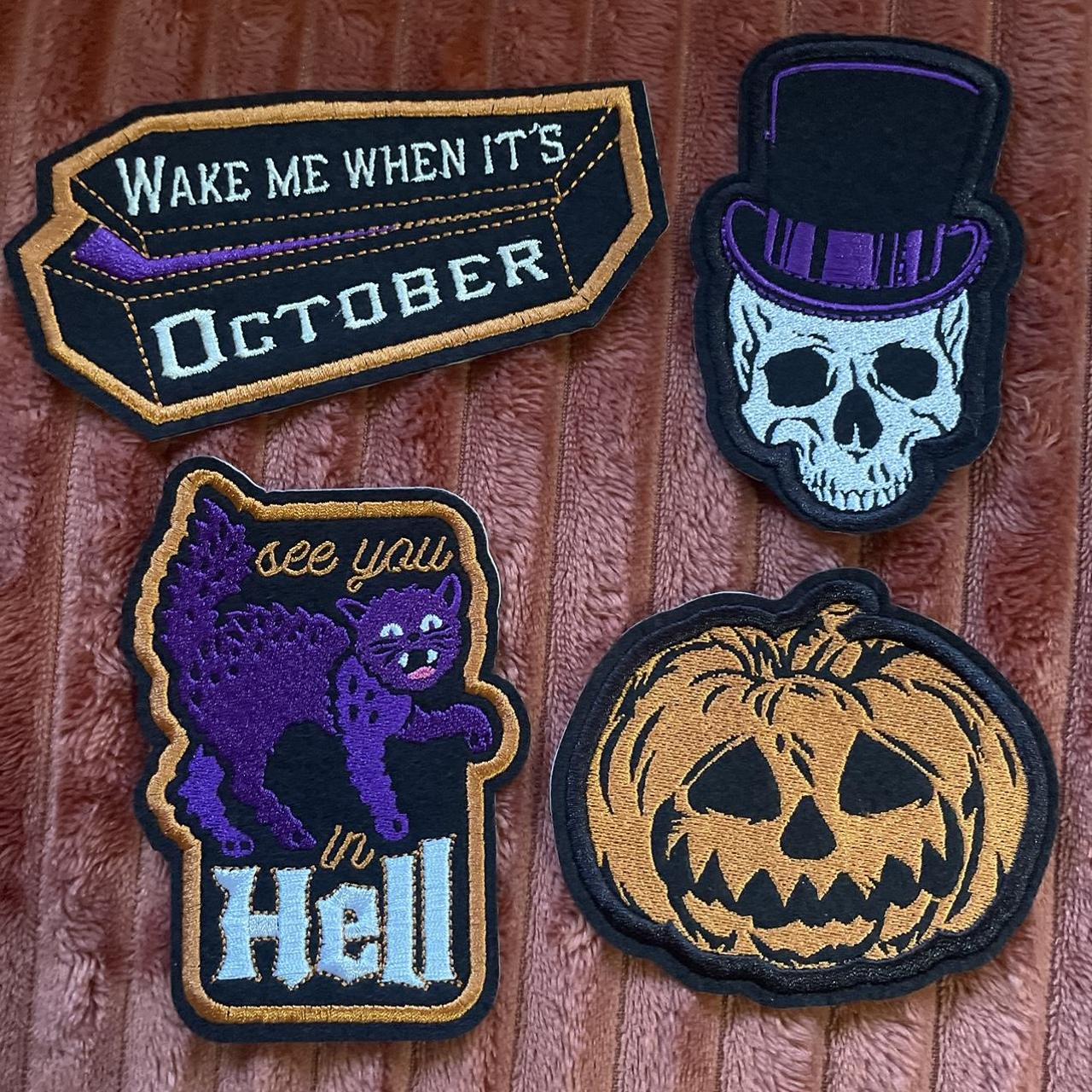NWOT 4 piece Halloween Horror Goth Patch Set Sew or... - Depop