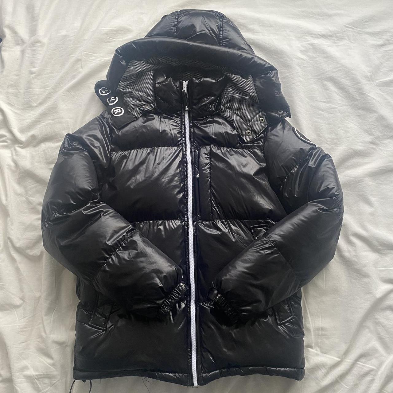 LORENZO VERATTI PUFFER JACKET black shine & white... - Depop