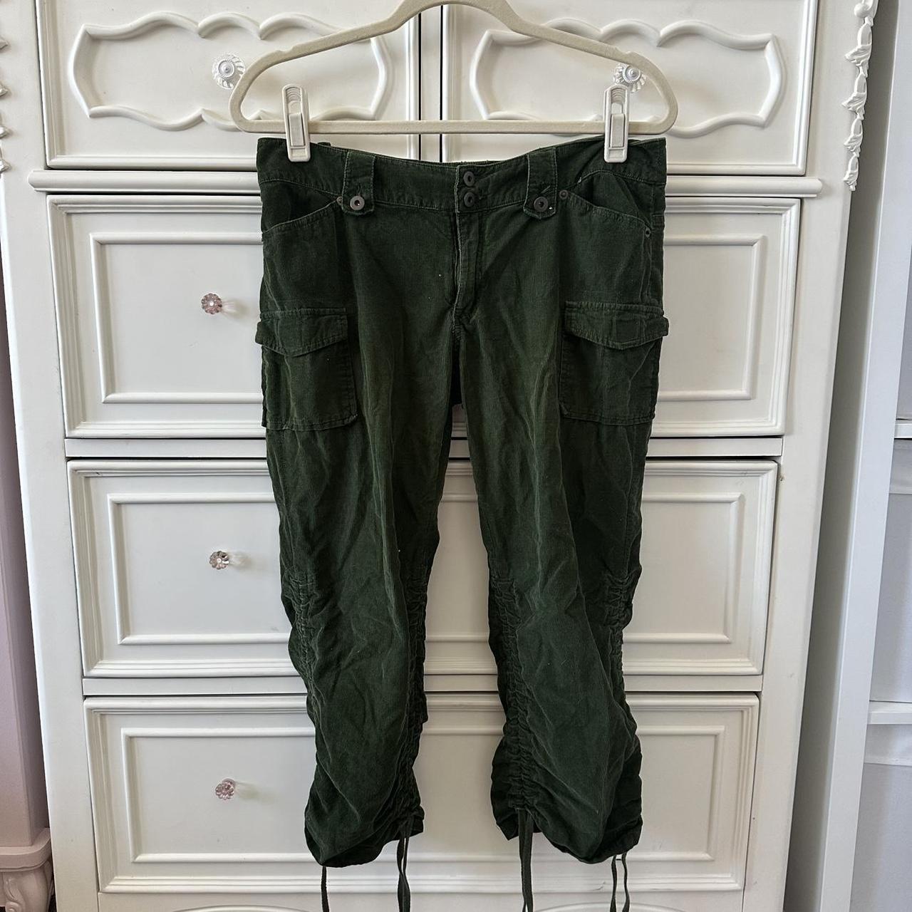 Green cargo we seal pants with adjustable drawstring... | Depop