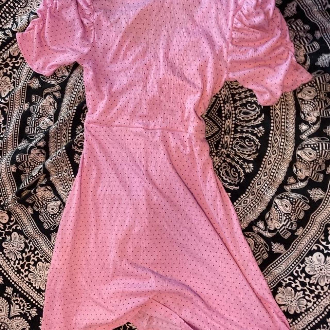 never been worn puff sleeves pink with black polka... - Depop