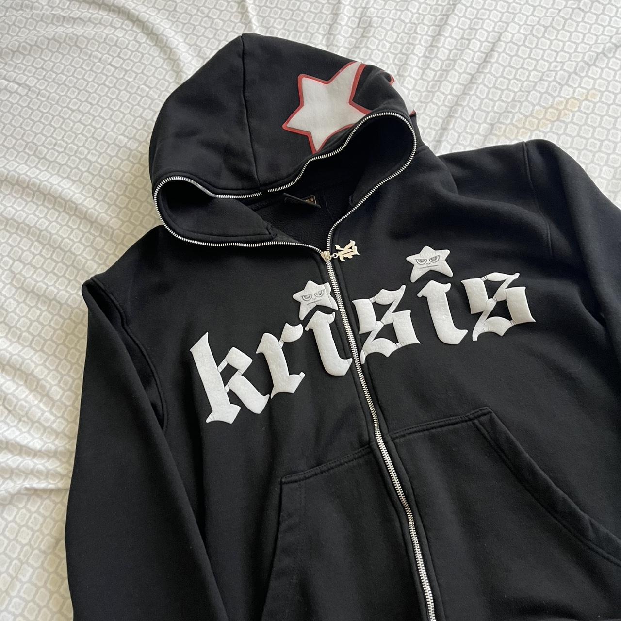 Y2k wrld Krisis zip up jacket Hood zips all the way... | Depop