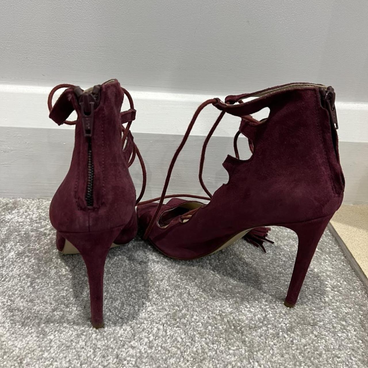 Office Red Wine / Burgundy Colour Peep Toe Heeled... - Depop
