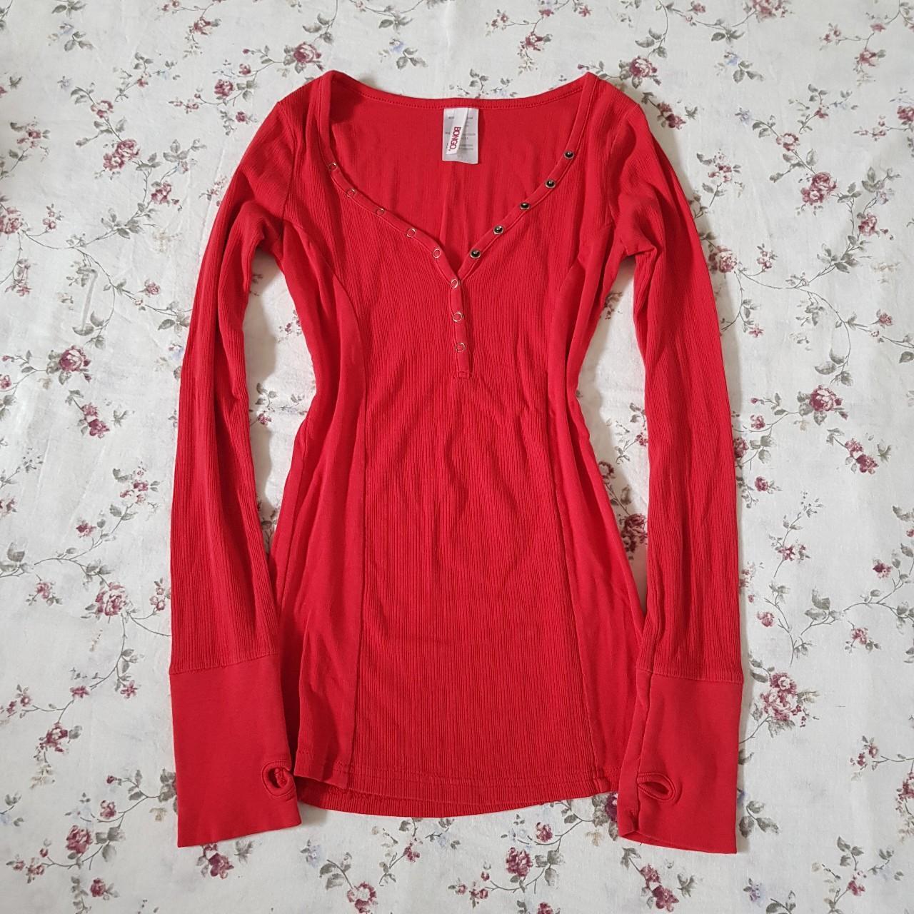 2000s Bongo red henley long top 🦢 Adorable long... - Depop