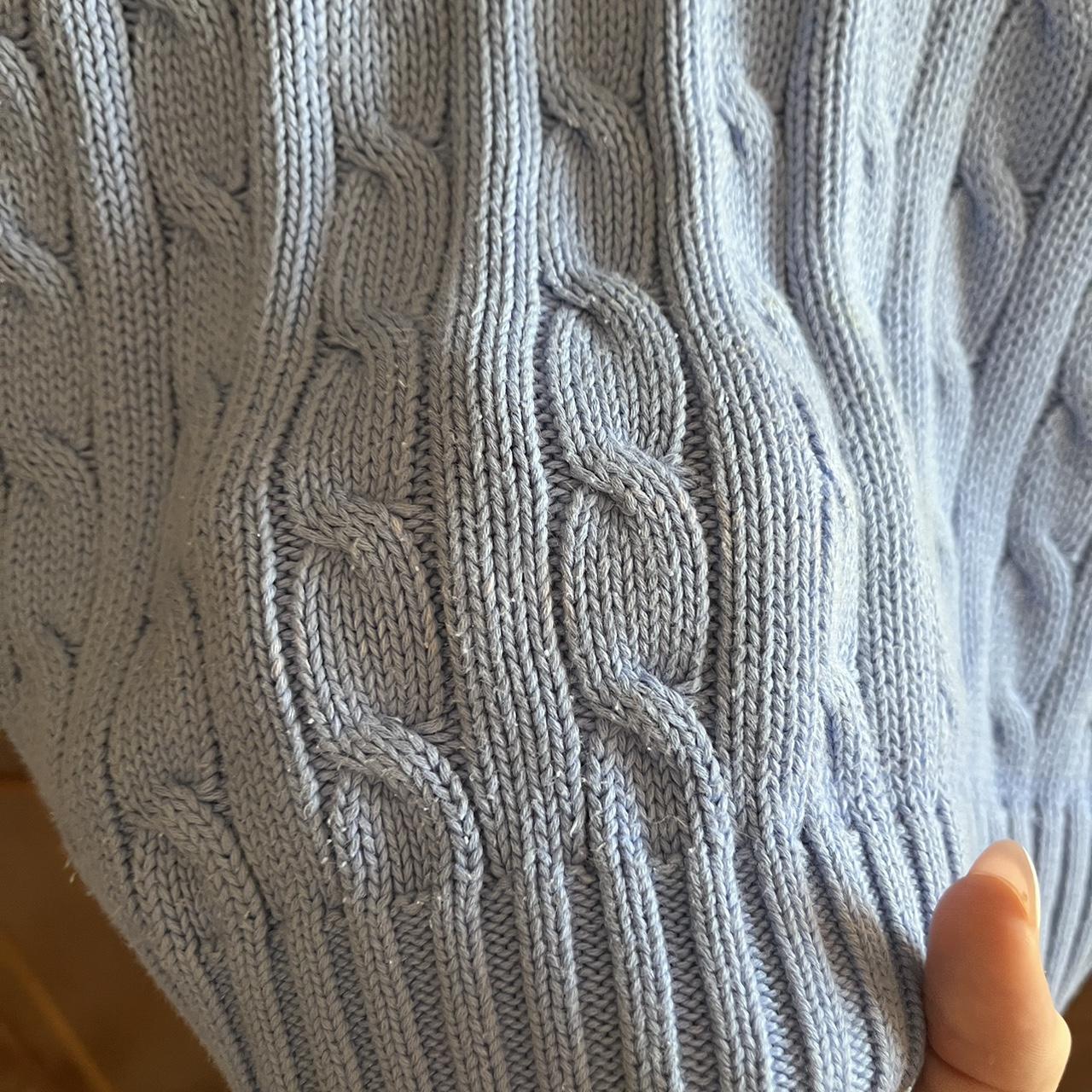 light blue v neck cable knit ralph lauren jumper,... - Depop