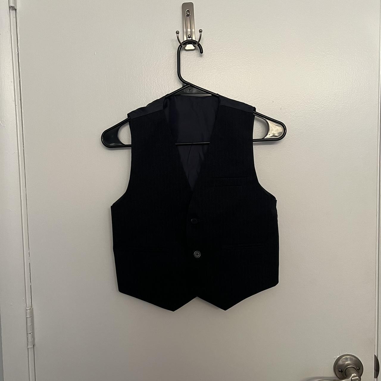 Dark grey pin stripe button up vest - Depop