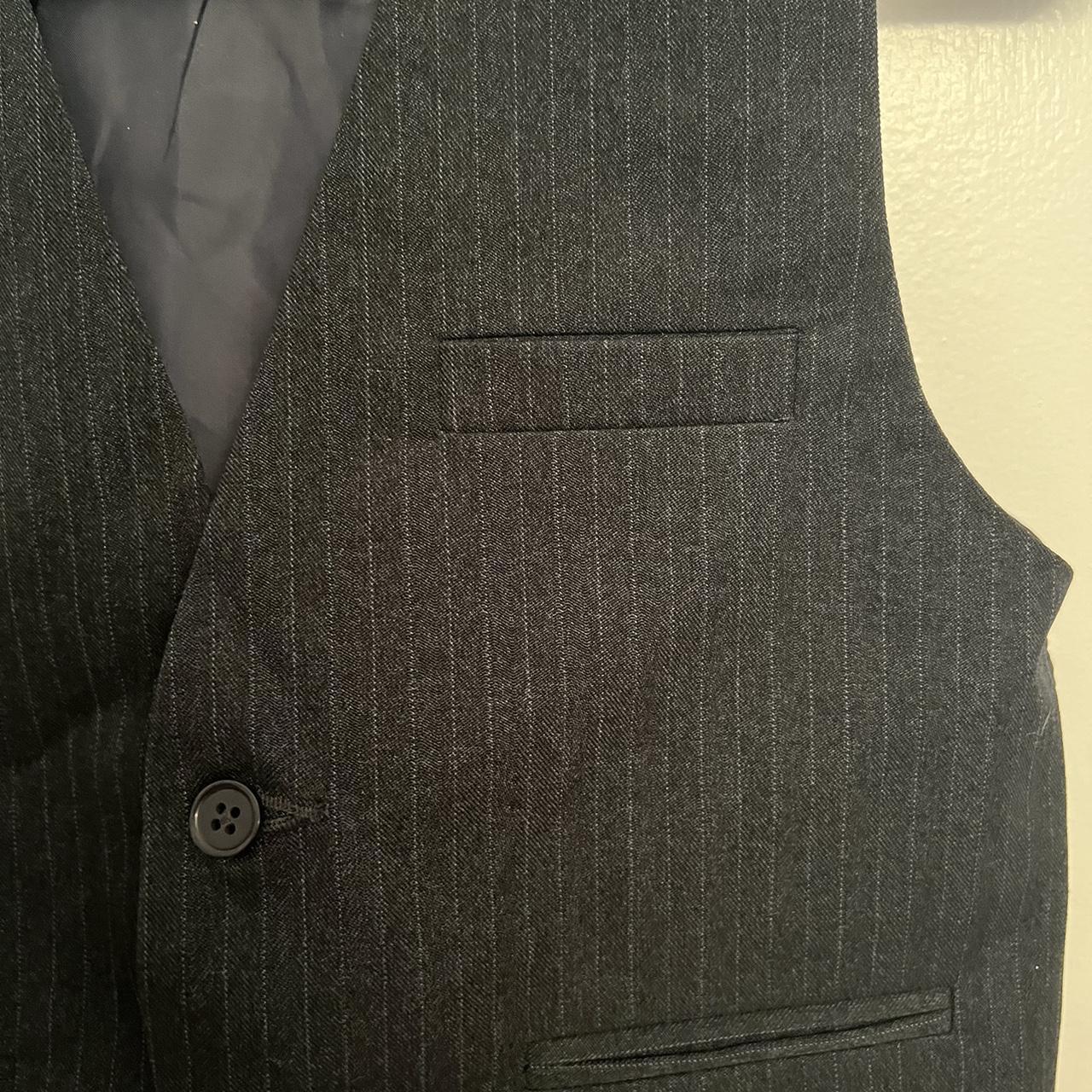 Dark grey pin stripe button up vest - Depop