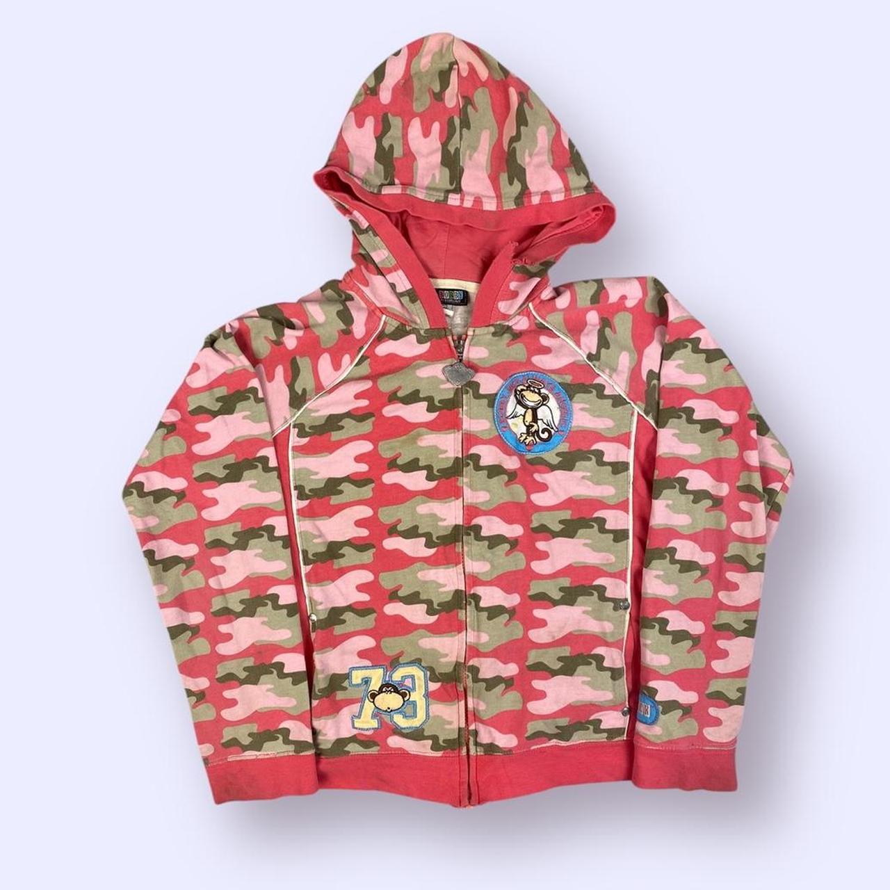 Bobby Jack pink camo zip up hoodie y2k kidcore •... | Depop