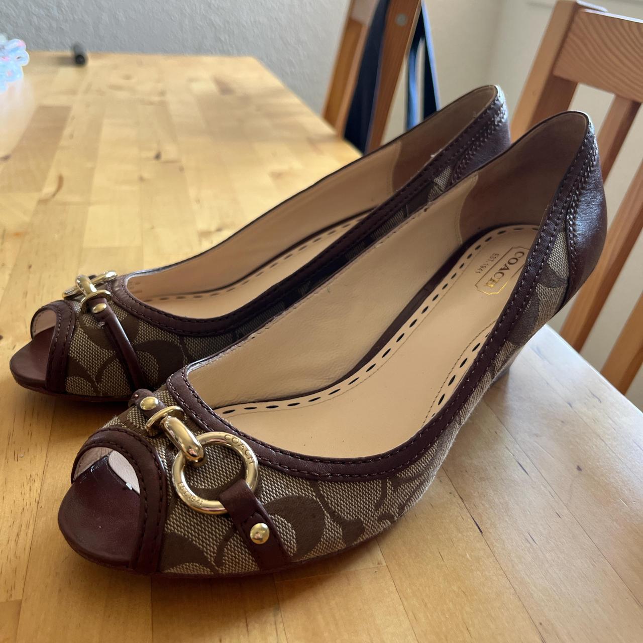 VINTAGE COACH KITTEN WEDGE HEELS - Excellent... | Depop