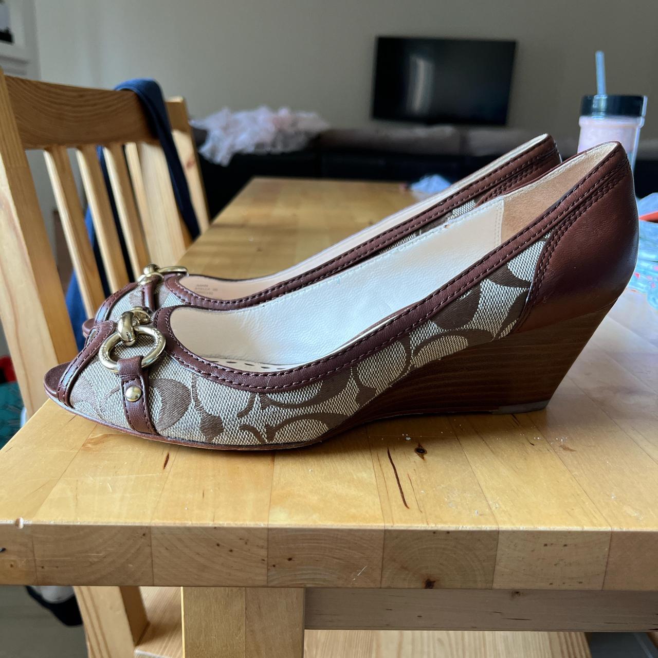 VINTAGE COACH KITTEN WEDGE HEELS - Excellent... | Depop