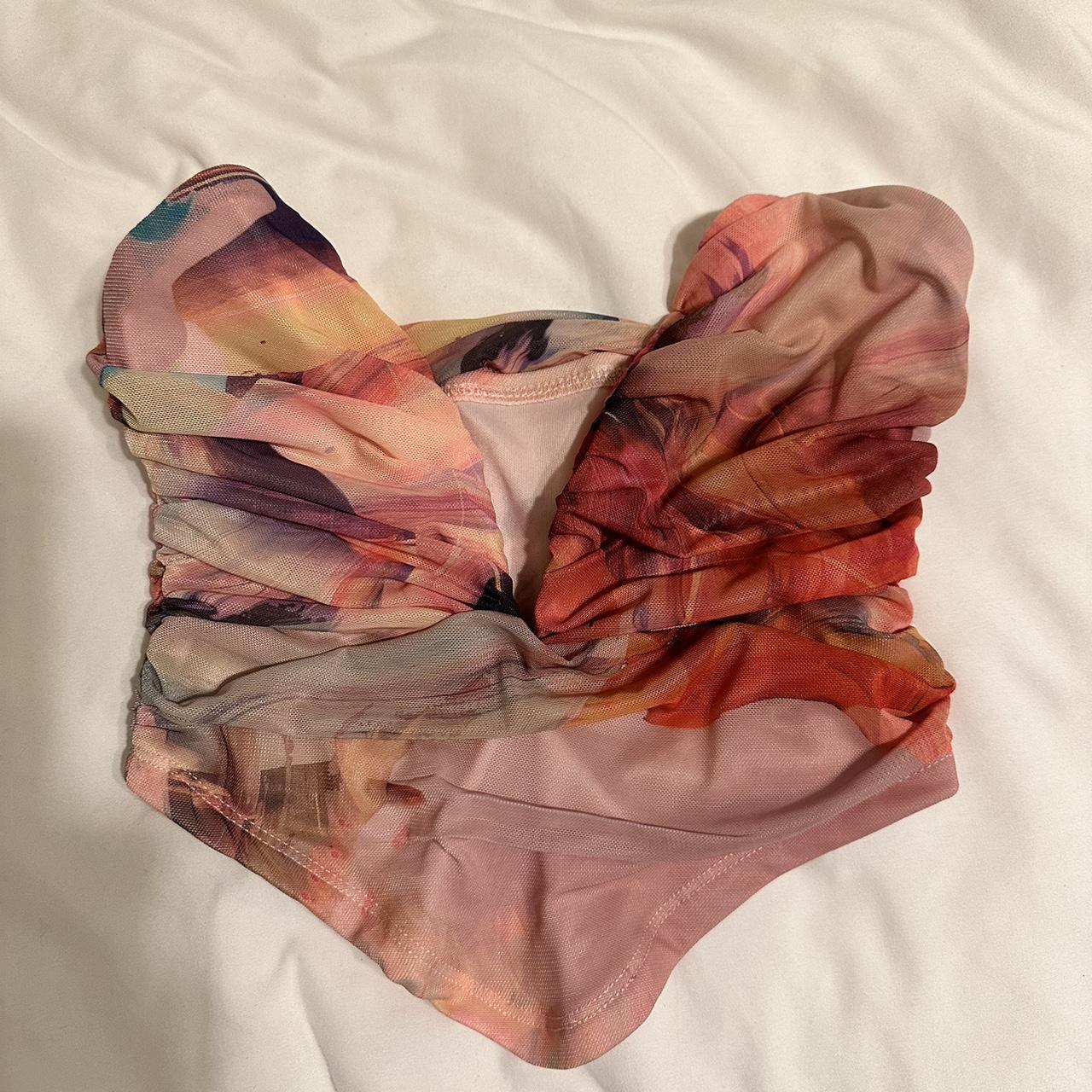 Colorful cropped mesh top - Depop