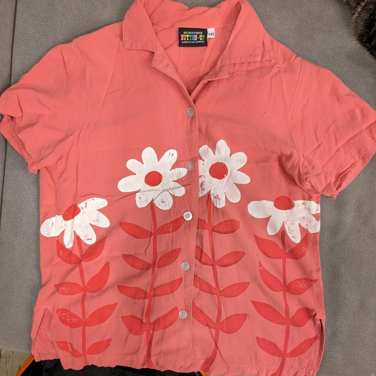 Big Bud Press Pantry BIG DAISY PAINTSTAMP BUTTON UP... | Depop