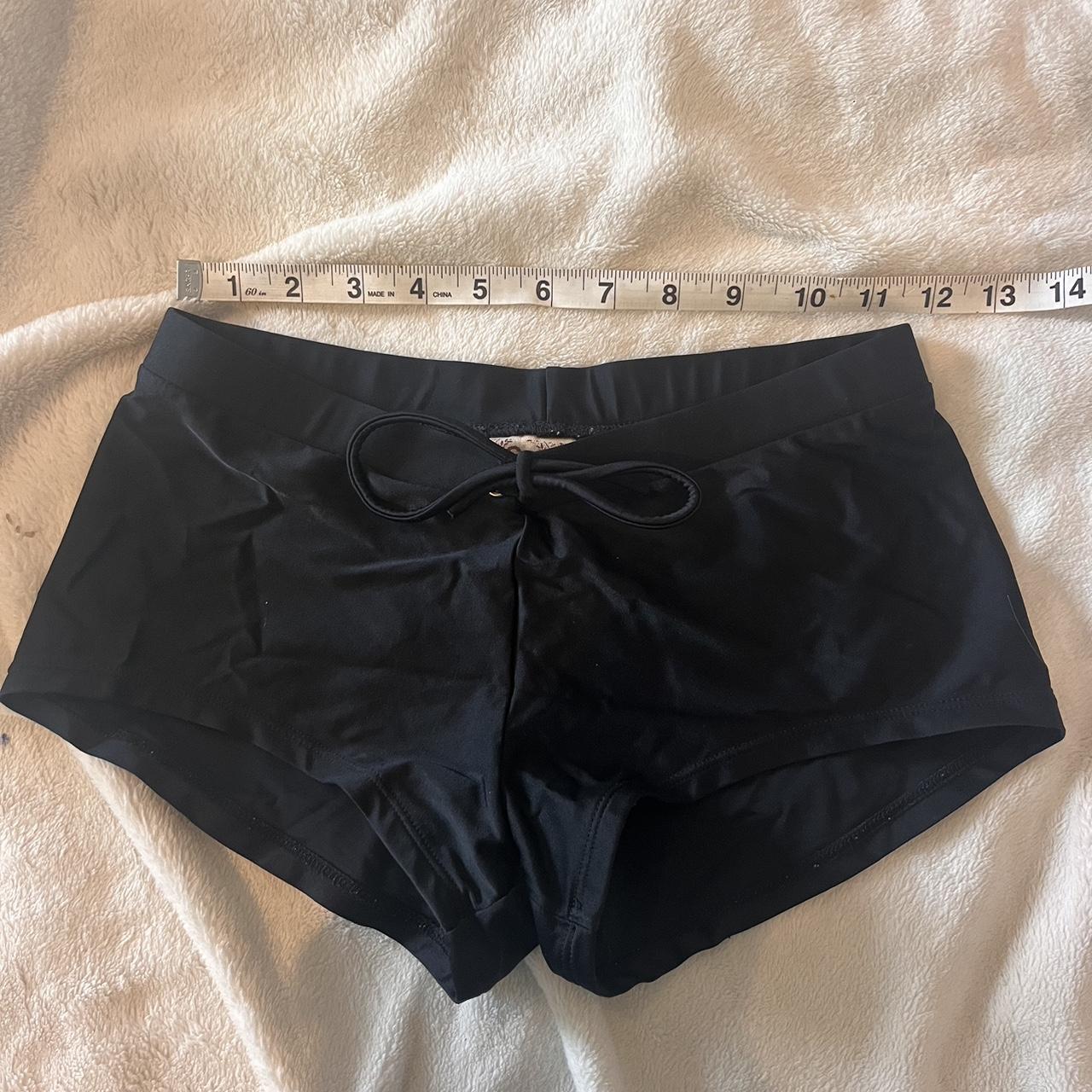Black micro shorts, swimsuit material but can be... - Depop