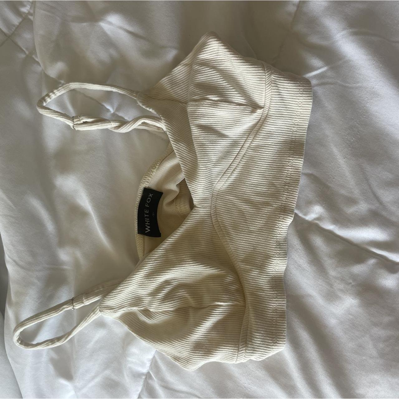 cropped White Fox tank top Pastel yellow great with... - Depop