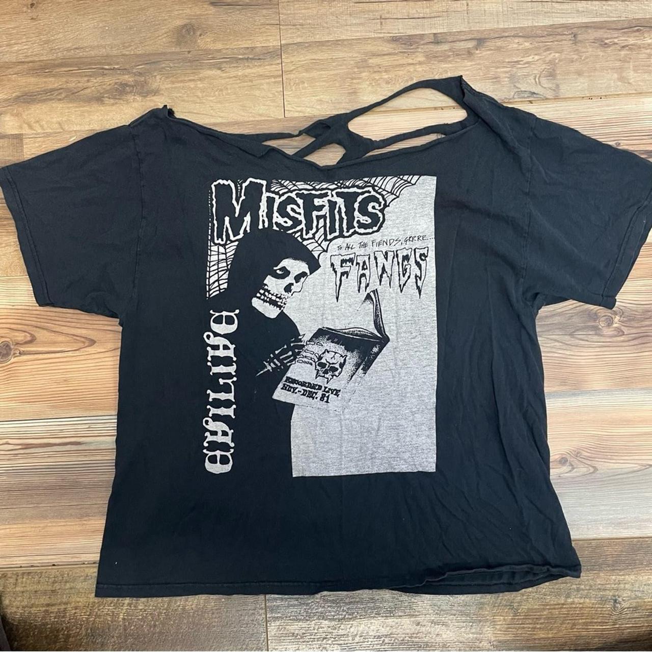 Misfits diy punk rock cut up band tshirt off... - Depop