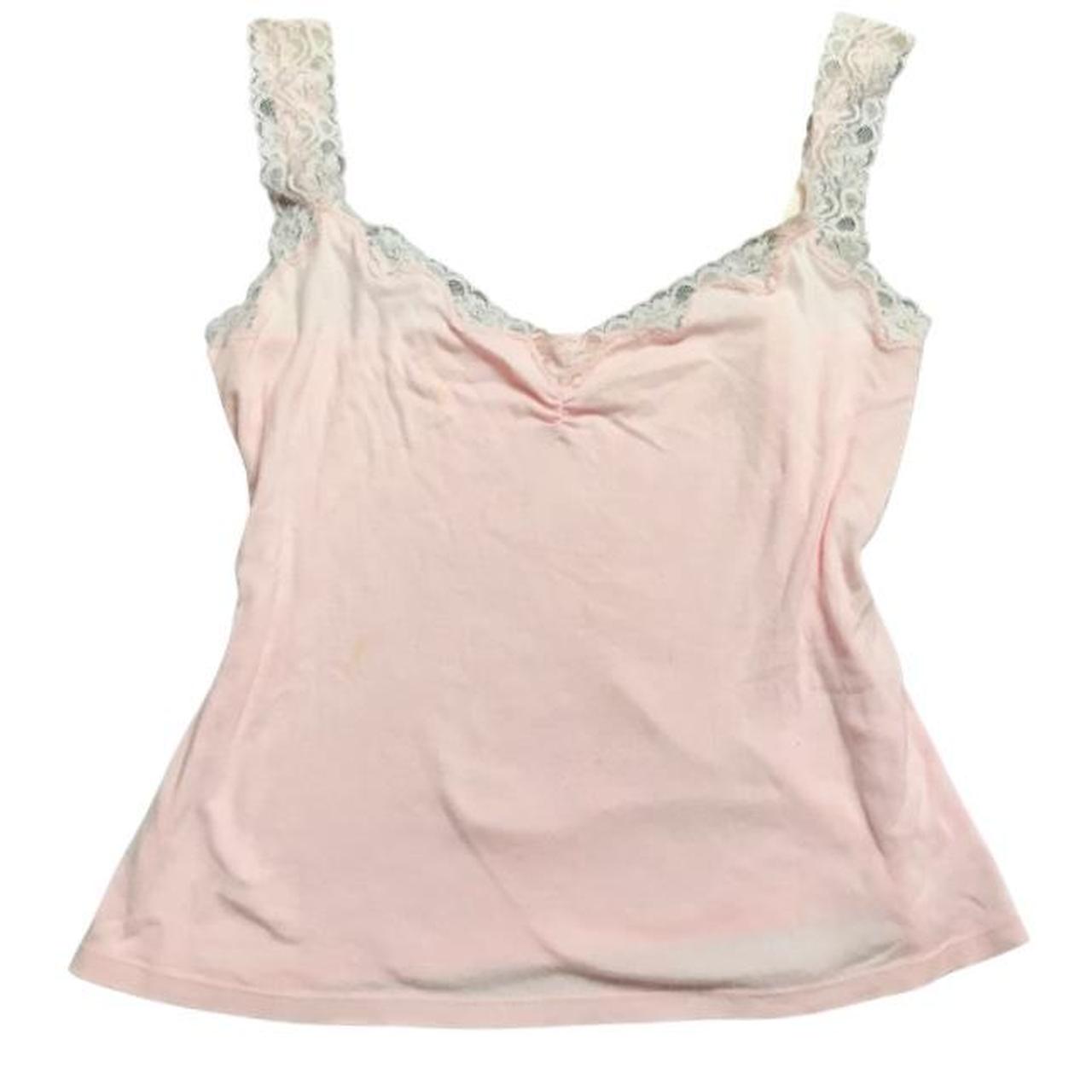 Baby pink cami with lace trim SIZE Large... - Depop