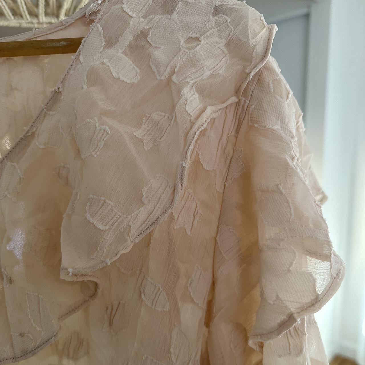 Zara riffle pink sheer shirt. Size xl #zara... - Depop