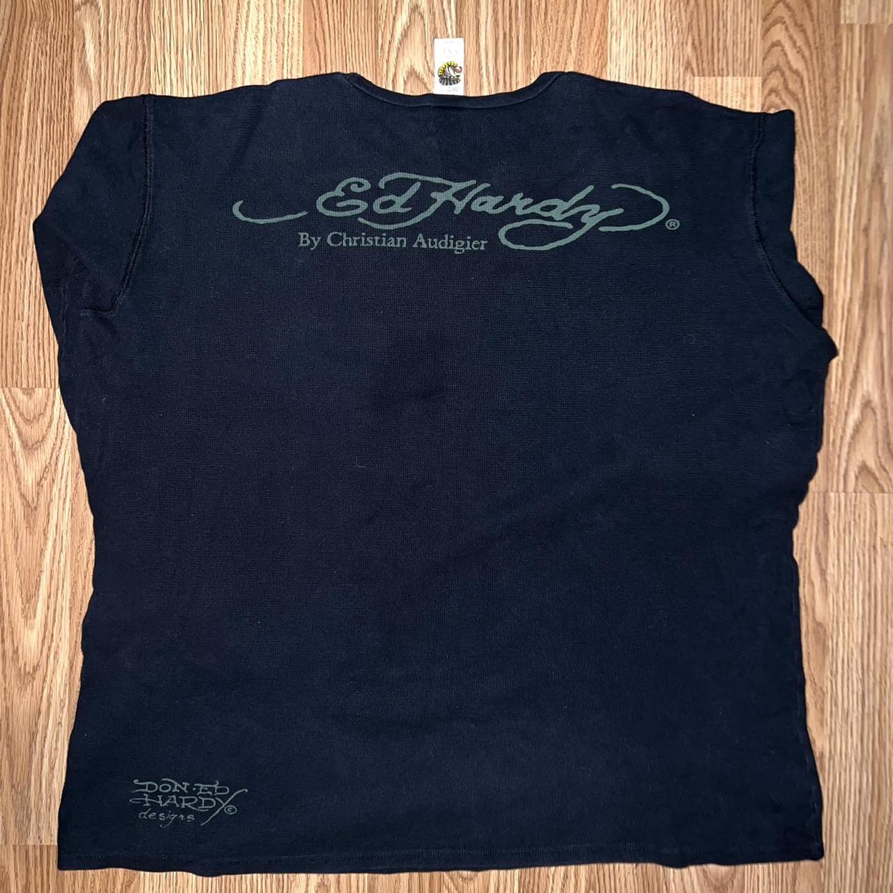 Ed Hardy Men's Black and Yellow Sweatshirt | Depop