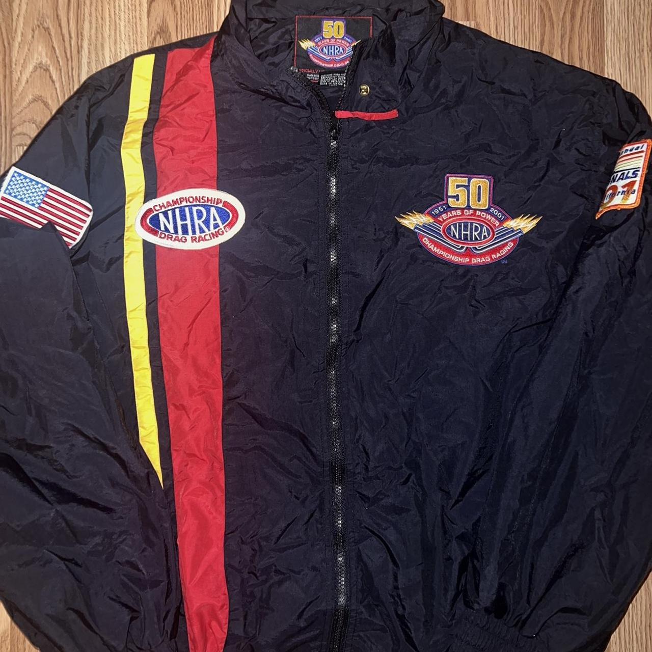 2001 NHRA 50 Years Full Zip Double Sided Jacket Size... - Depop