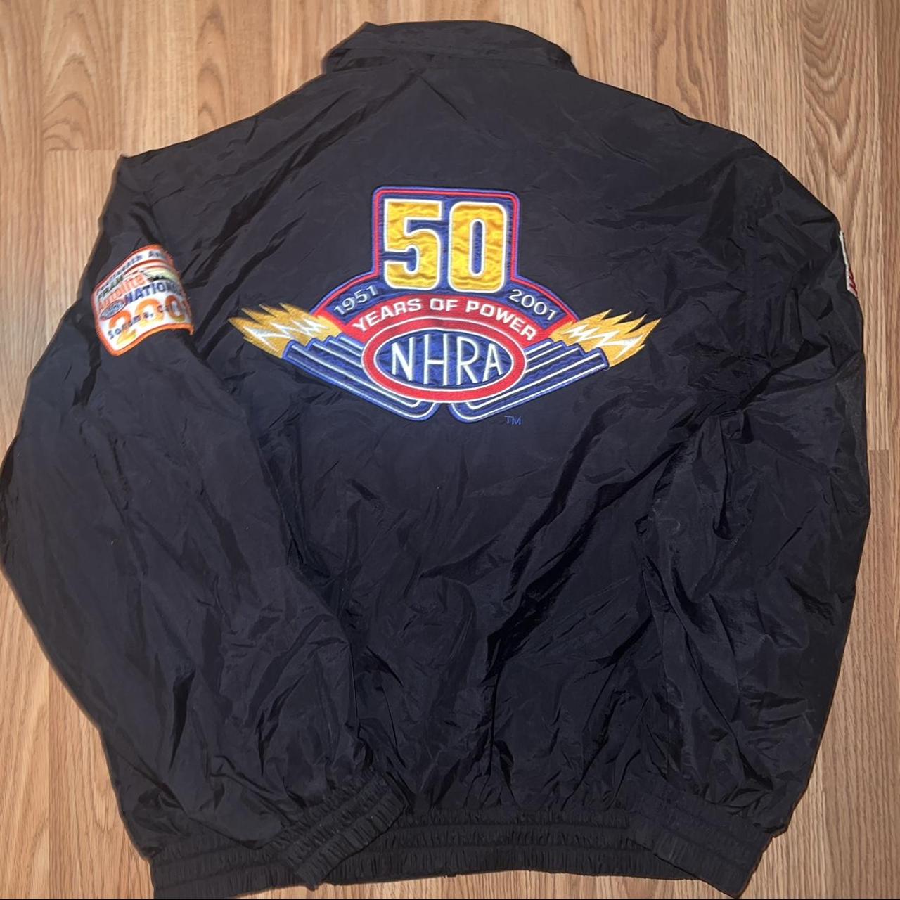 2001 NHRA 50 Years Full Zip Double Sided Jacket Size... - Depop