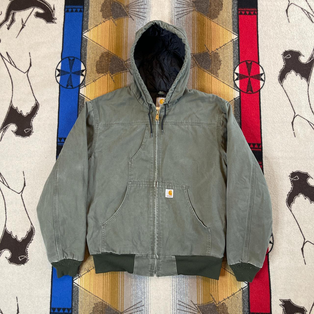 •Vintage Carhartt Hooded Chore Jacket Size Medium... - Depop