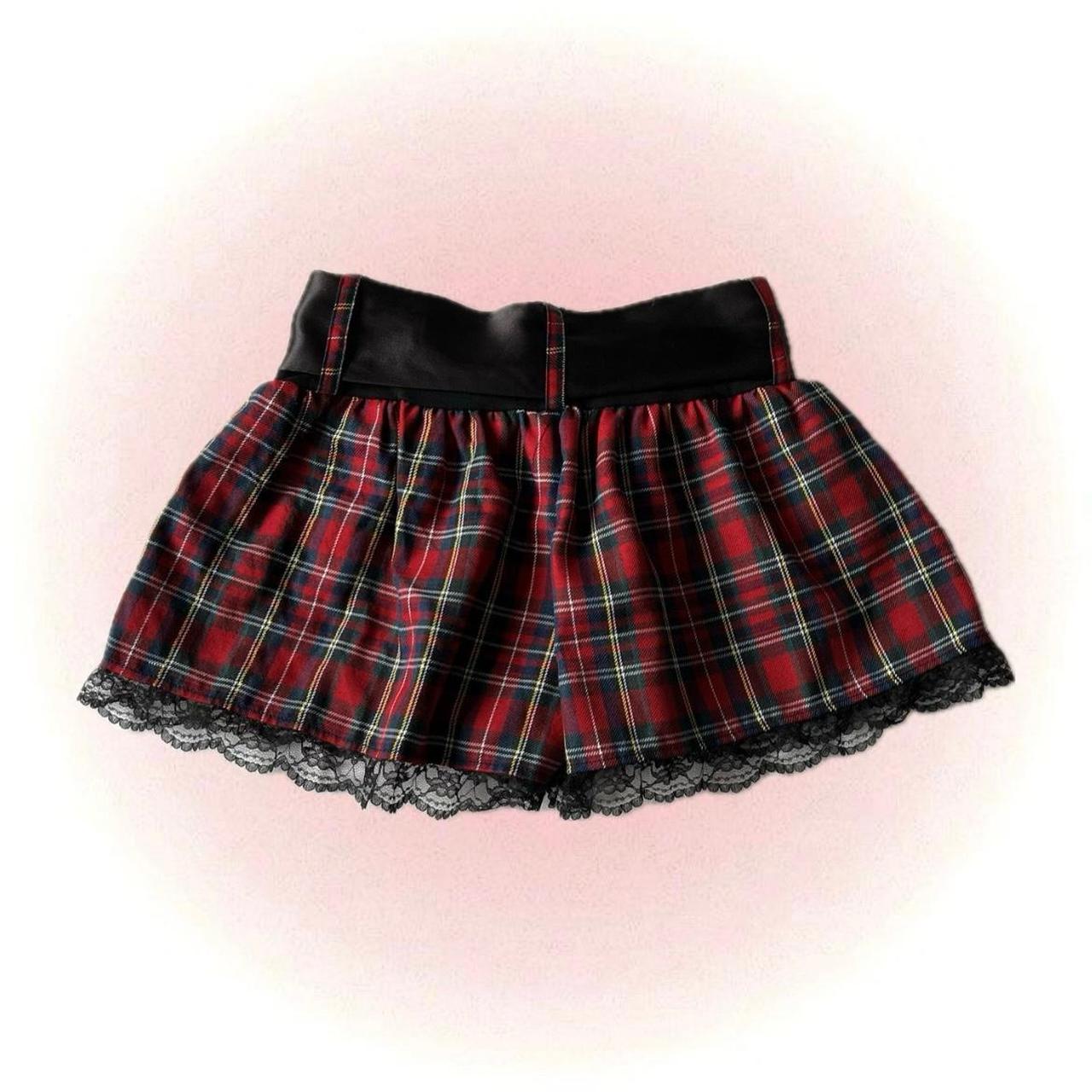 ˗ˏˋ ꒰ Red Plaid Ribbon & Lace Shorts ꒱ ˎˊ˗ Please... - Depop