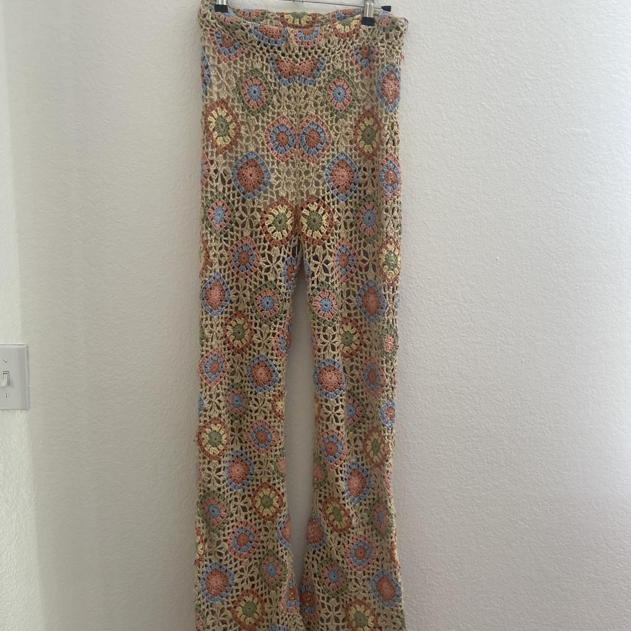 Ghanda crochet pants worn once #crochetpants... - Depop